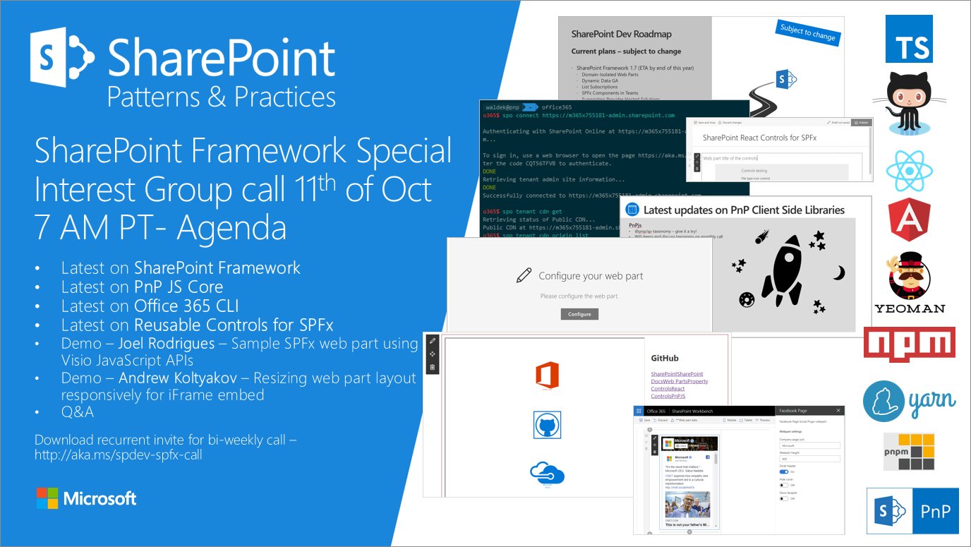 SharePoint PnP Dev SPFx JS SIG Call – Oct 11th, 2018 – Screenshot ...